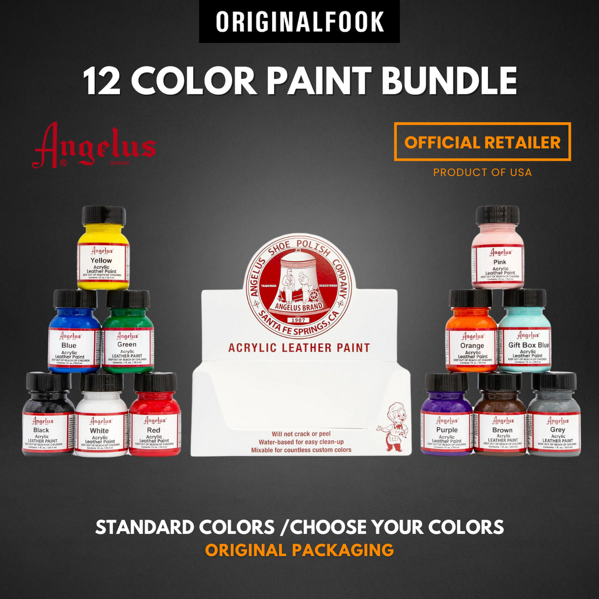 Angelus 12 Color Paint Bundle - | ORIGINALFOOK