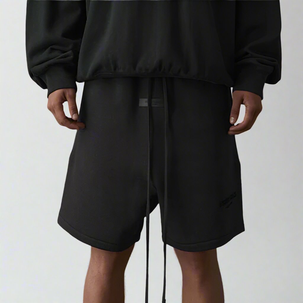Fear Of God Essentials Felt Logo Sweat Shorts Black - | ORIGINALFOOK