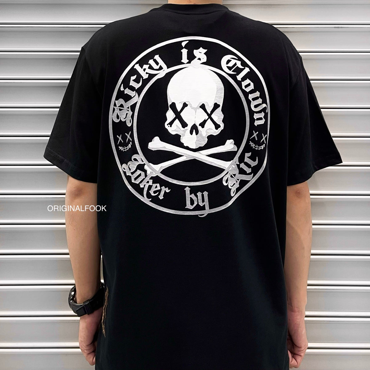 Where to buy Rickyisclown [RIC] Silver Foil Skull Smiley Tee Black ...